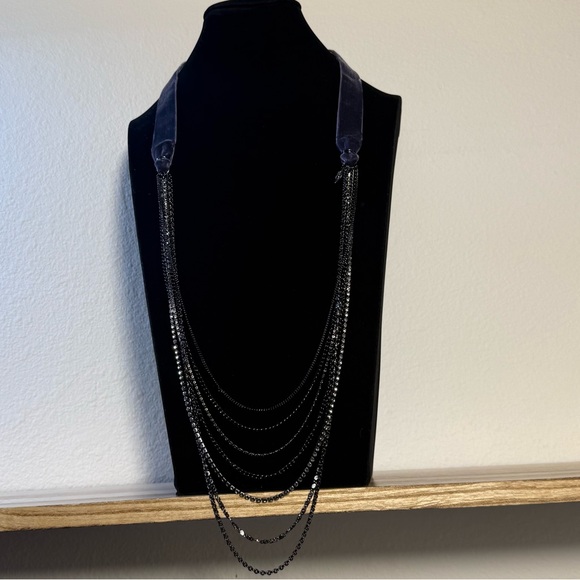 LOFT | Jewelry | Loft Multistrand Chain Necklace With Velvet Tie | Poshmark